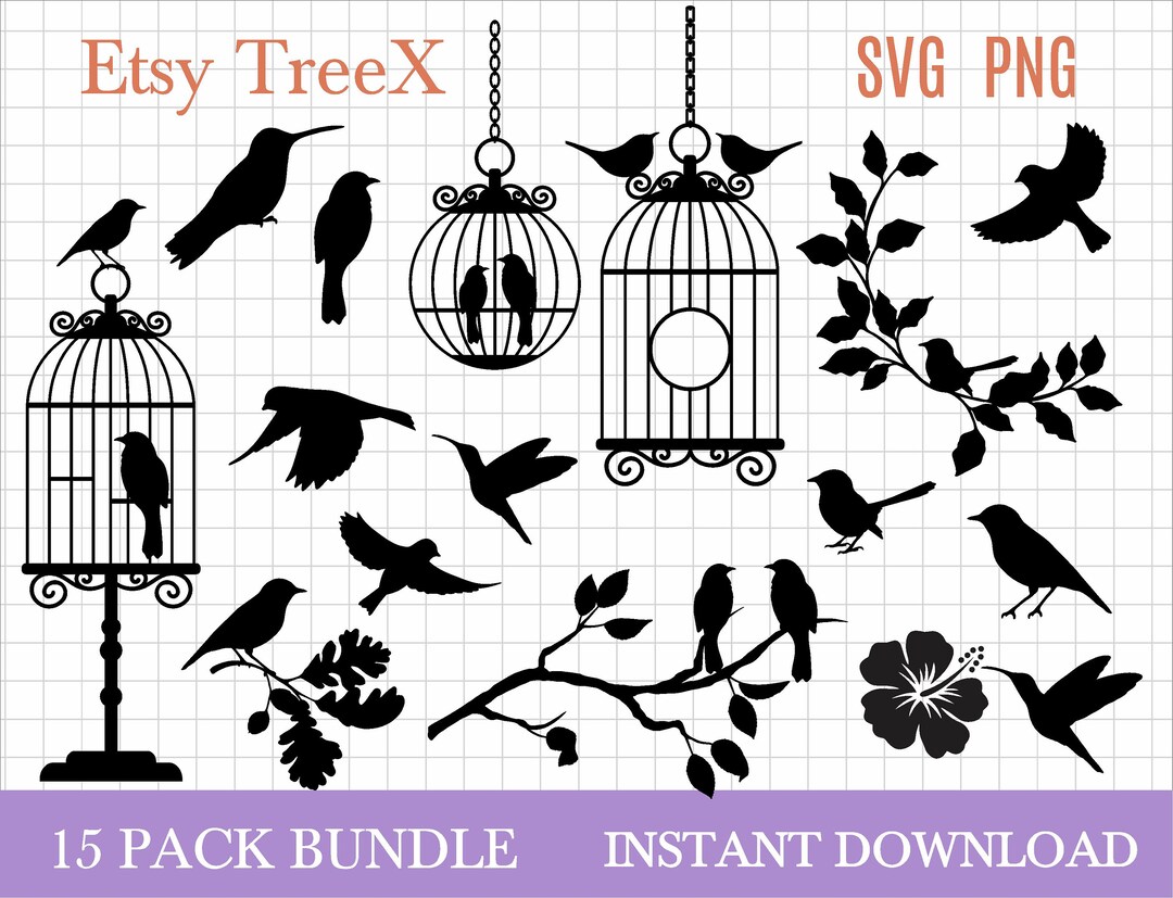 Birds SVG Bundle by Oxee, Birds Silhouette, Birds on Tree Svg, Vintage ...