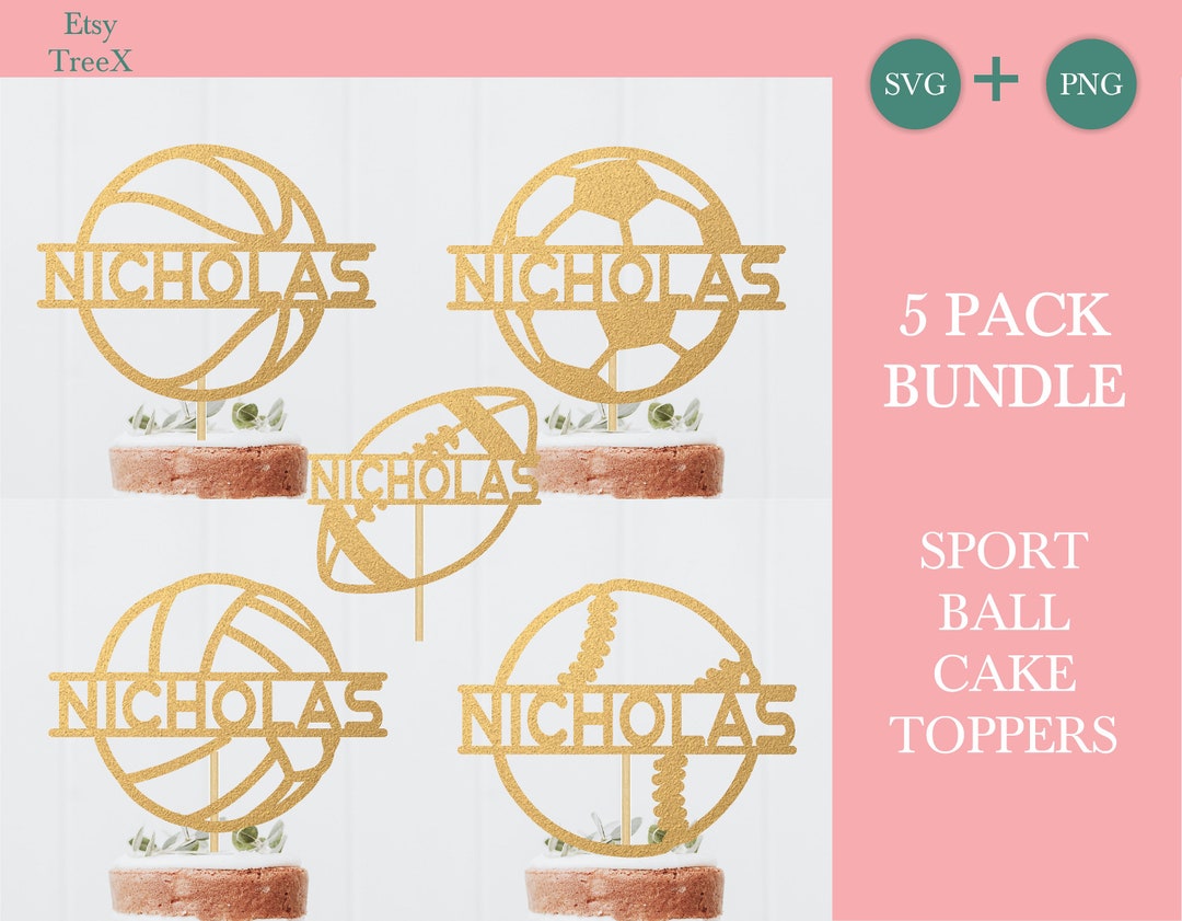 Sport Balls Birthday Cake Topper SVG Bundle (5 Designs) - Etsy UK