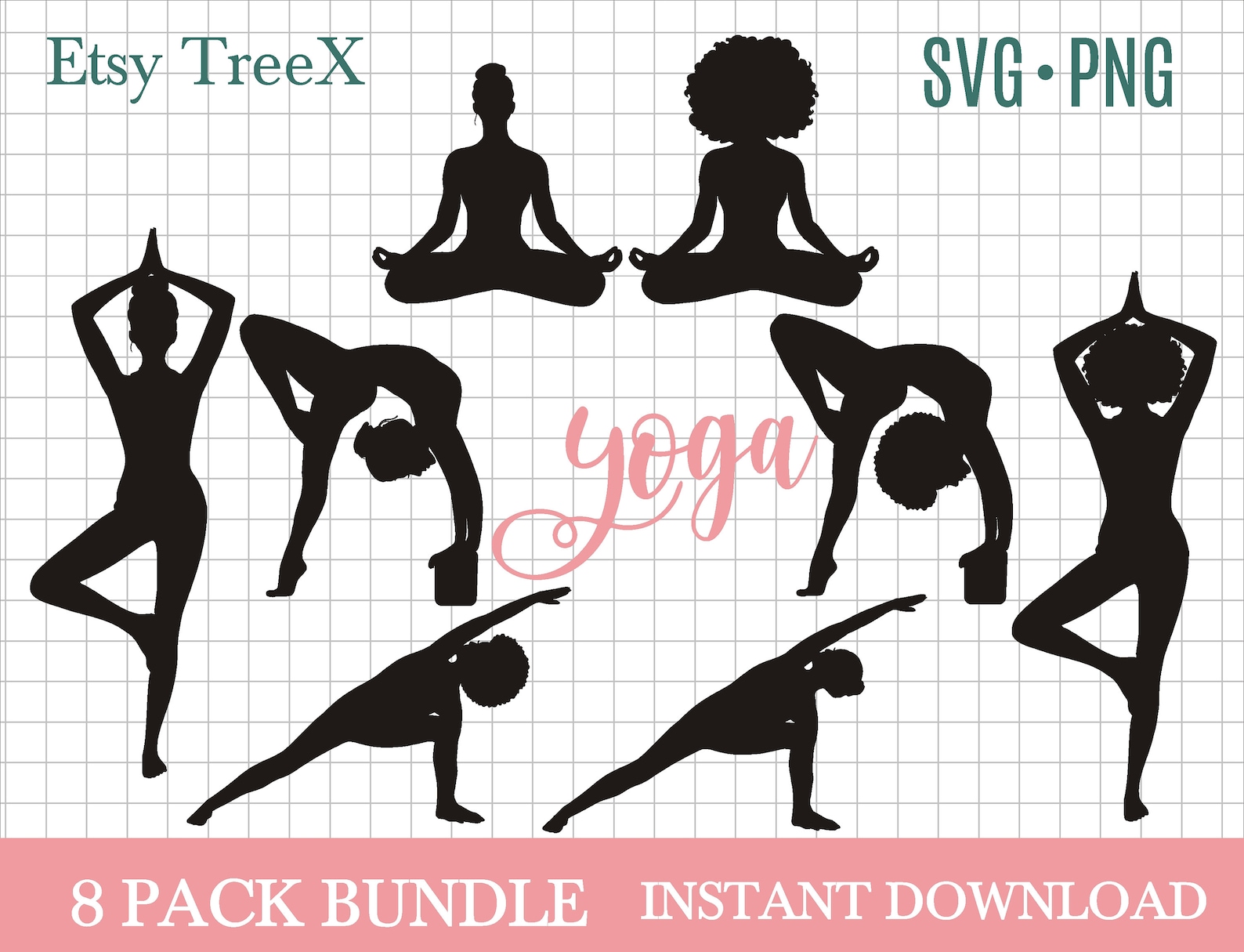 Yoga poses SVG bundle by Oxee black girl yoga poses Svg | Etsy