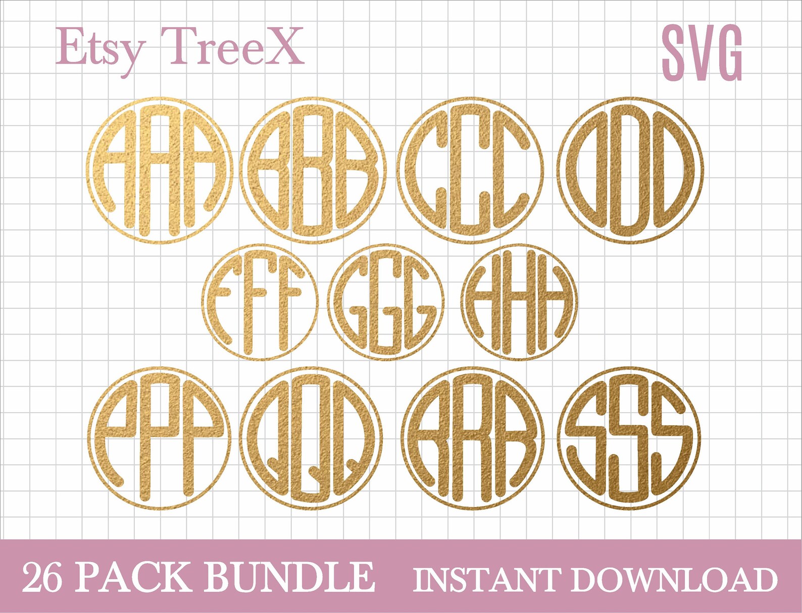 Monogram alphabet SVG bundle by Oxee circle monogram letters | Etsy