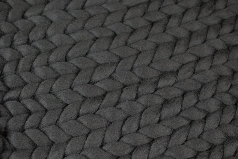 Chunky Knitted Blanket . Dramatic Black Chunky Knit Blanket | Etsy