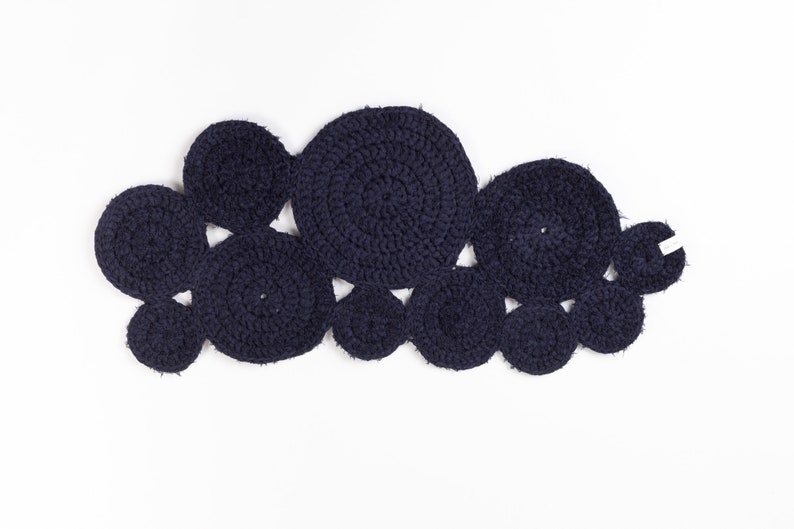 Crochet Round Rug . Midnight Blue Crochet Cotton Rug - Etsy