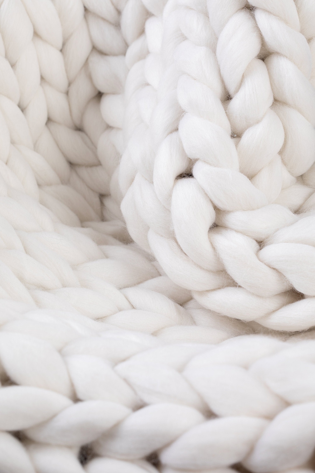 Chunky Knitted Blanket . Cream White | Chunky Knit Blanket | Wool ...