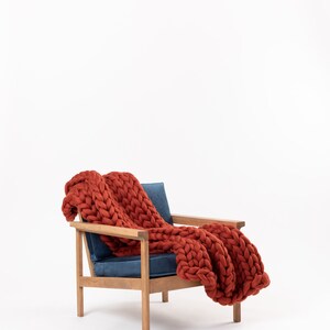 Chunky Knitted Blanket . Terra Cotta | Chunky Knit Blanket | Wool ...