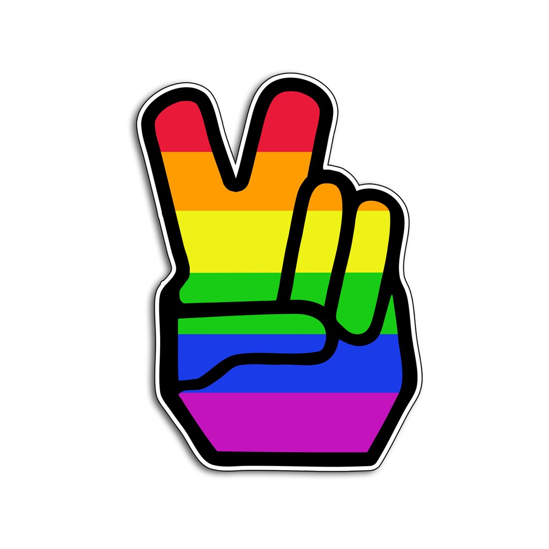 Peace Sign Sticker Gay Pride LOVE LGBT Hand Symbol Cup Cooler Laptop ...