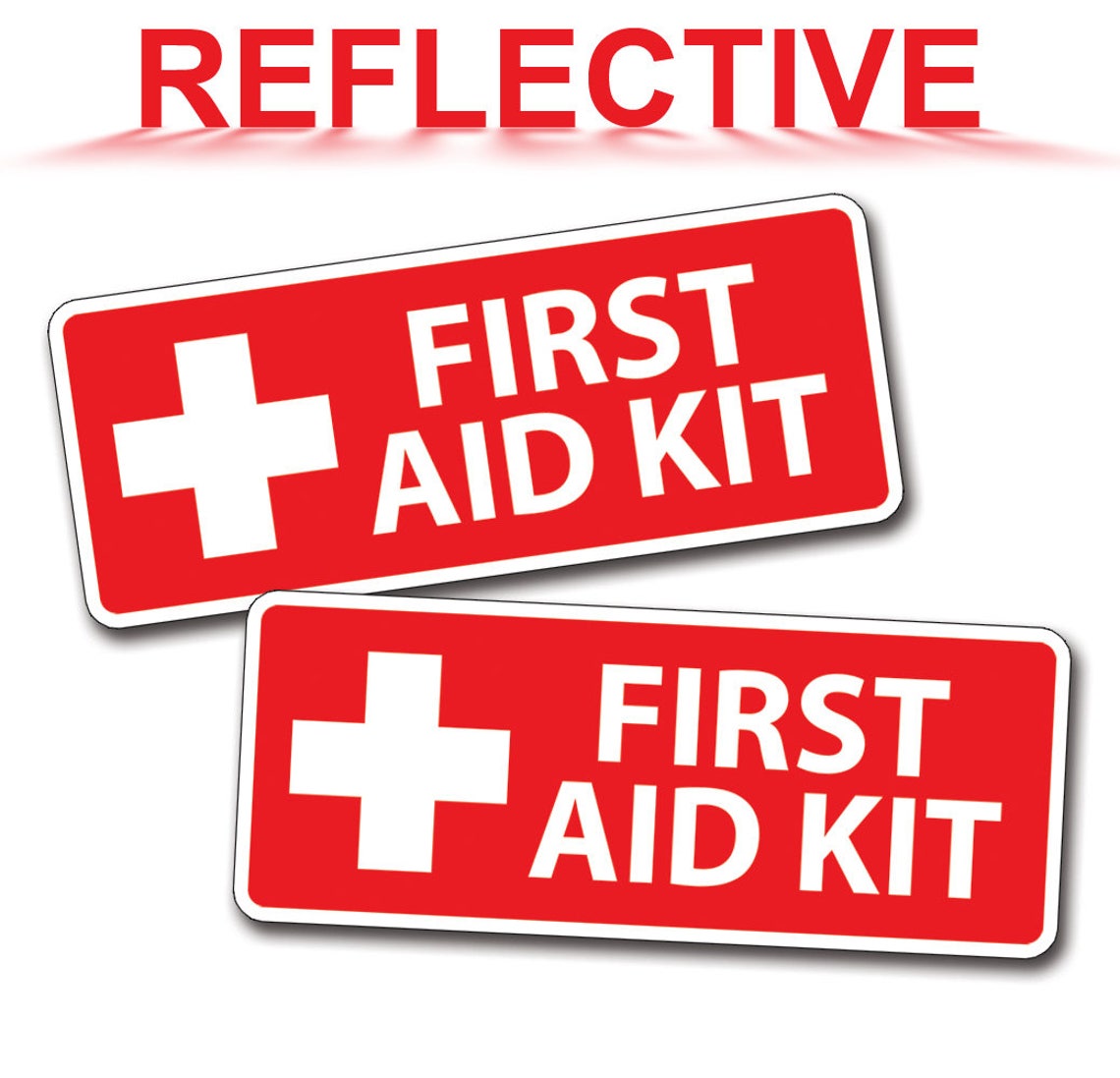 Reflective Red First Aid Kit Stickers Decal Camp Boat Kayak SUP Camp ...