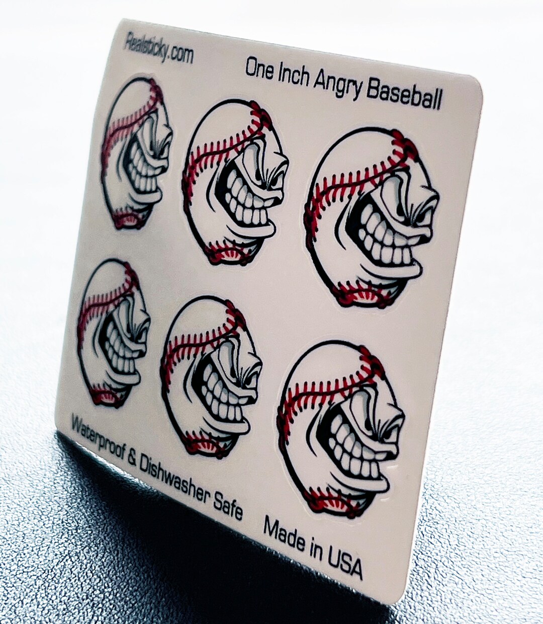 Mini Baseball Helmet Sticker Sheet Angry Face Ball Decal Love Play ...