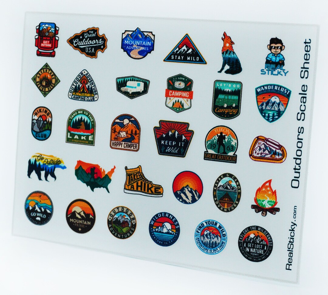 1:10 Scale Outdoors Hiking Sticker Pack Hike Camp Mountain Climb ...