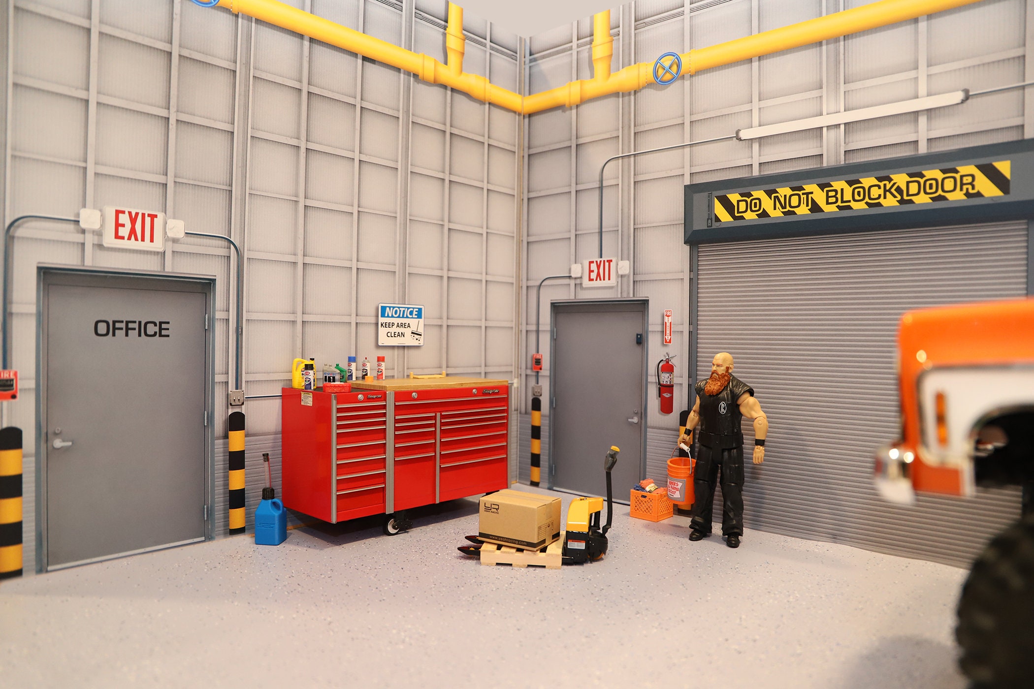 RC 1/10 Scale FULL Garage Sticker Set Gray Wall Yellow Metal HVAC Shop ...