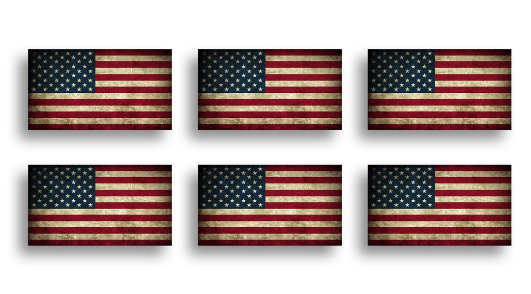 6 Mini Rustic American Flag Stickers USA Vinyl Die Cut Decals Car Truck ...