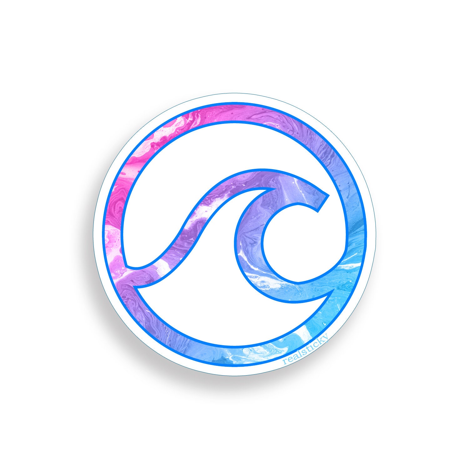 Pink Blue Swirl Wave Sticker Surf Beach Ocean Cup Cooler Car Window ...