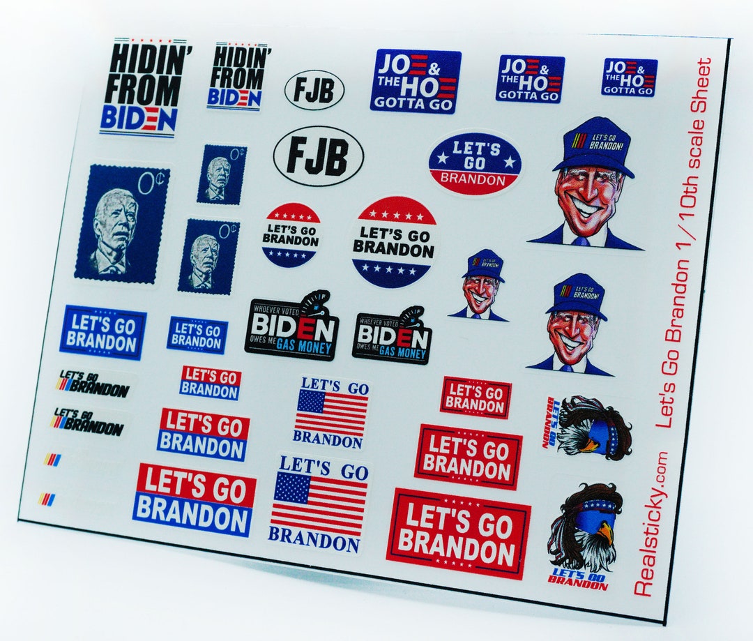 1:10 Scale Lets Go Brandon Sticker Sheet USA Mini Pack Phone Cup Vinyl ...