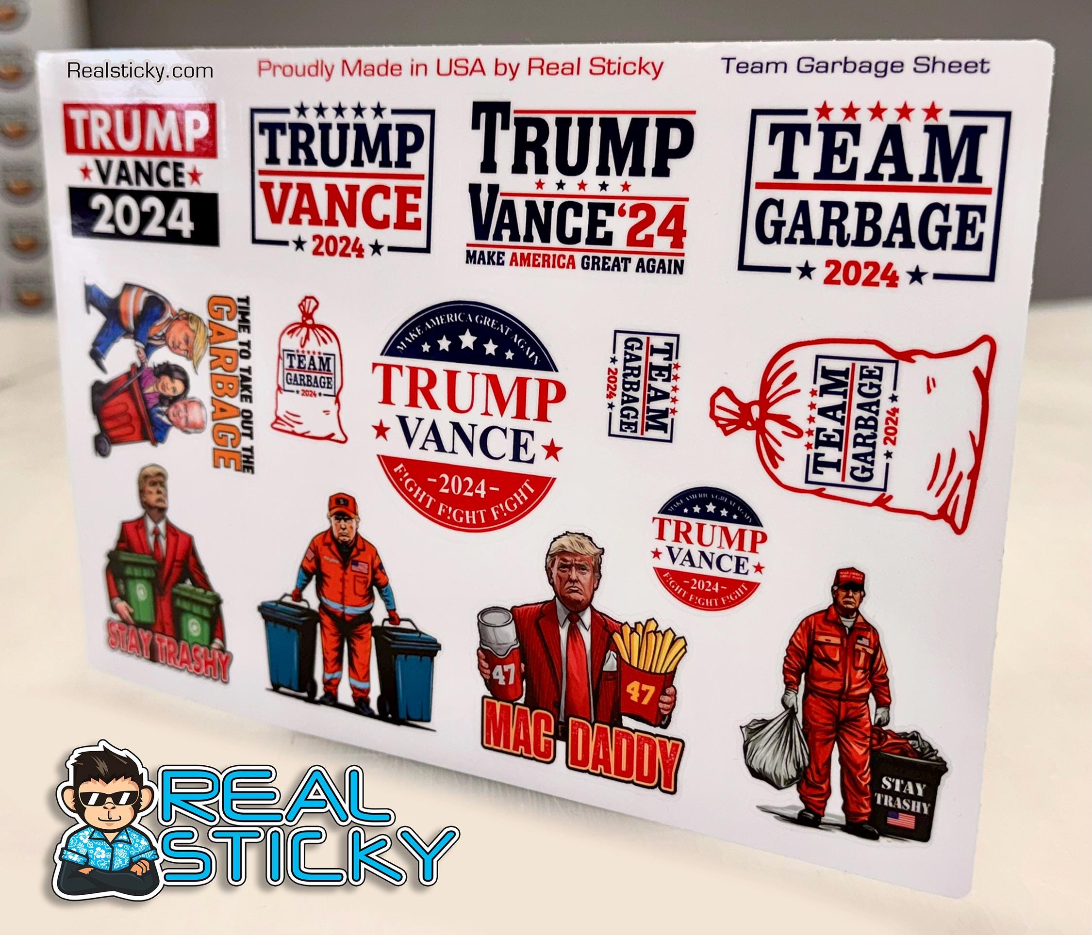 2024 Trump Garbage 14 Sticker Pack Helmet Bottle Cup Phone Laptop Hard ...