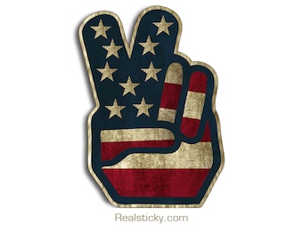 Peace Sign American Flag Bumper Sticker - Etsy