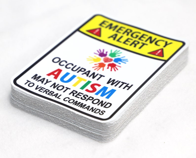 Emergency Alert Occupant With Autism Sticker Safety Door Wall | Etsy