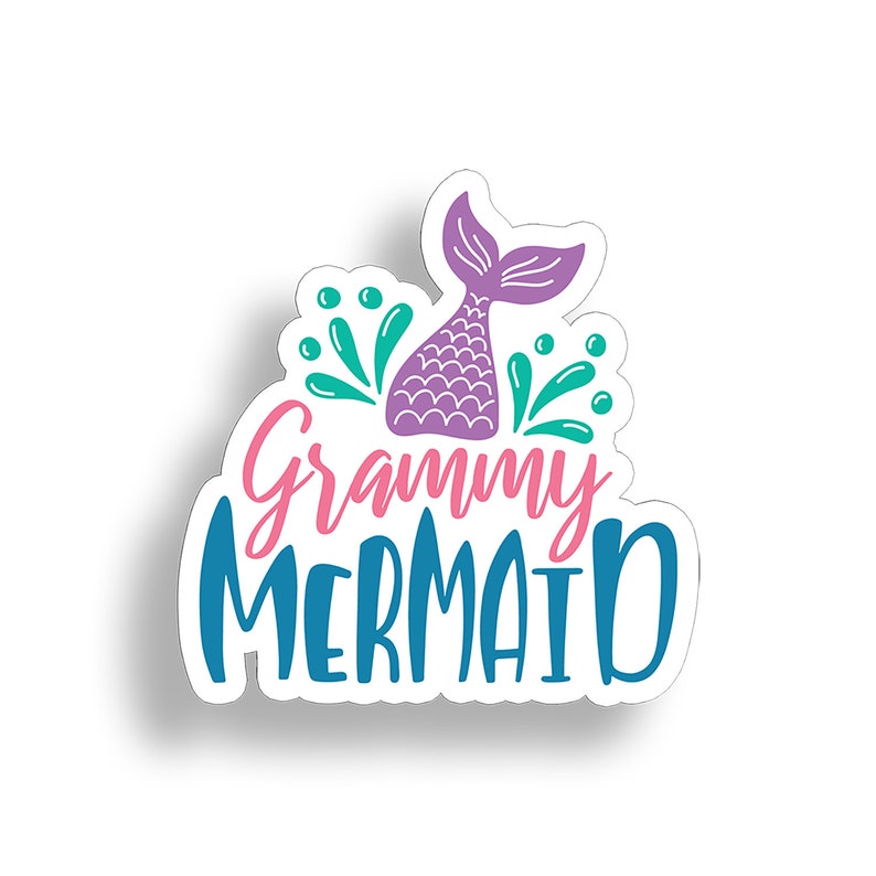 Grammy Mermaid Sticker Scale Tail Full Color Custom Printed - Etsy