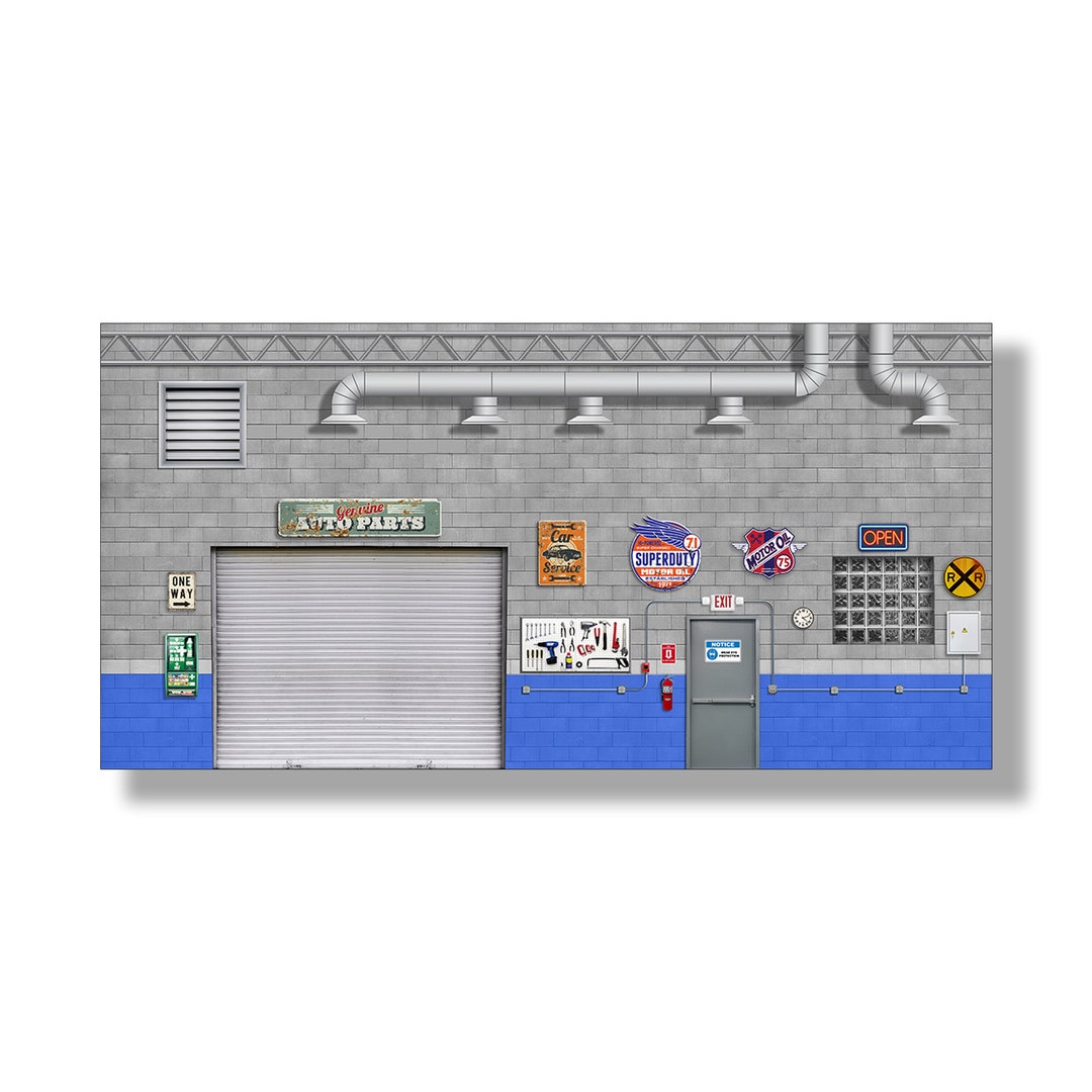 RC 1/10 Scale BACK Wall Garage Sticker Blue and Gray Cinder Block ...