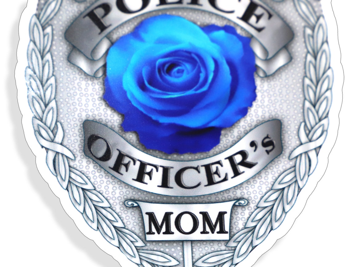 Proud Police Officer MOM Badge Sticker Thin Blue Line Heart Love Cup ...