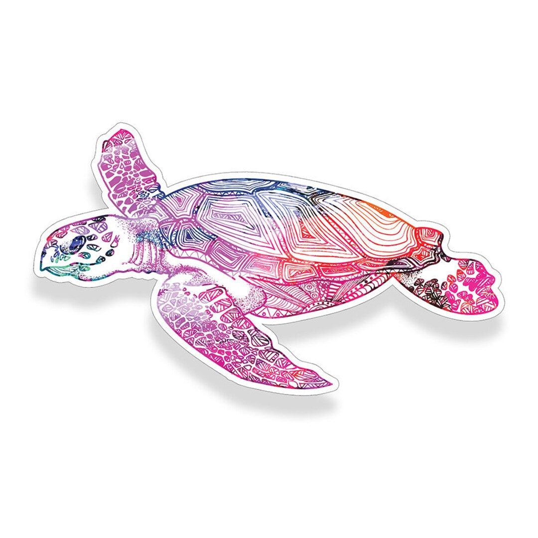 Watercolor Sea Turtle Sticker Pink Purple Cup Cooler Laptop Car Truck ...