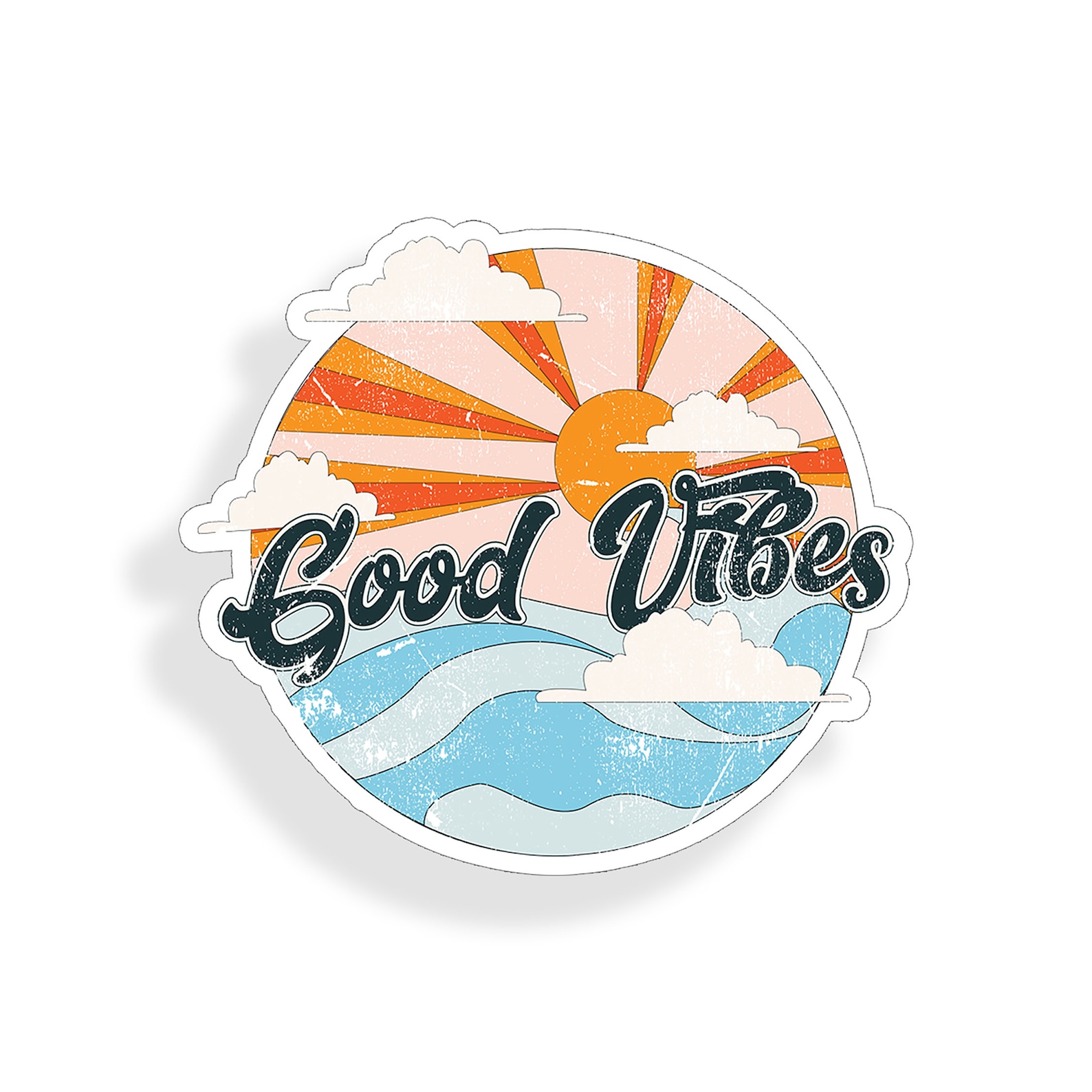 Good Vibes Sticker Beach Ocean Sun Sunshine Waves Cup Laptop Car ...