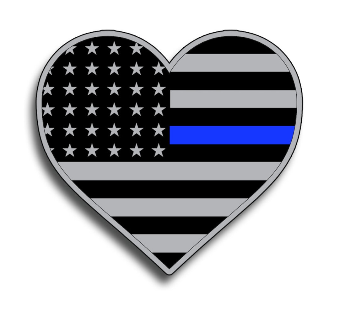Blue Line Heart Sticker Car Truck Window Decal Show Support Law ...