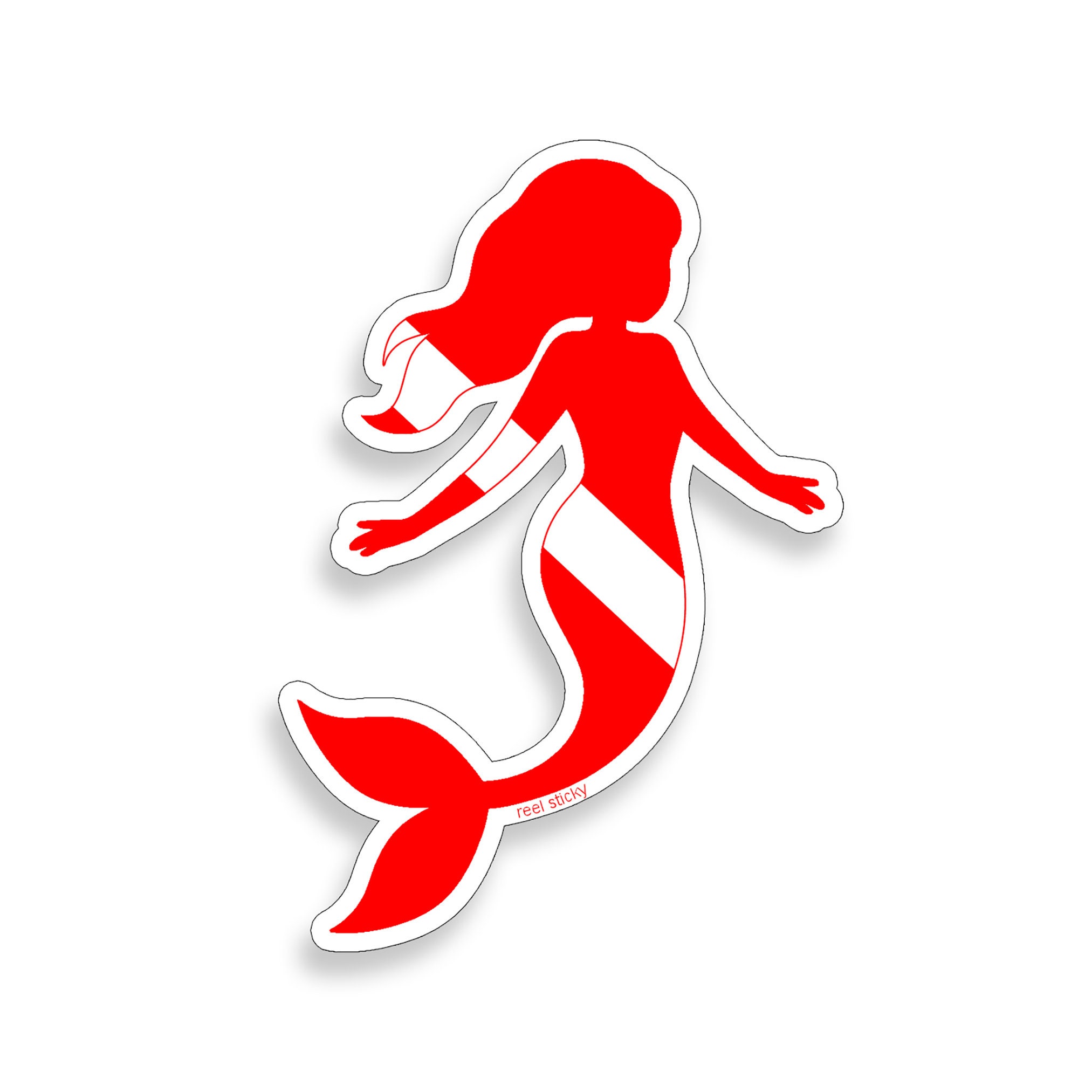 Mermaid Diver Down Sticker Scuba Dive Diving Flag Laptop Cup Cooler Car ...