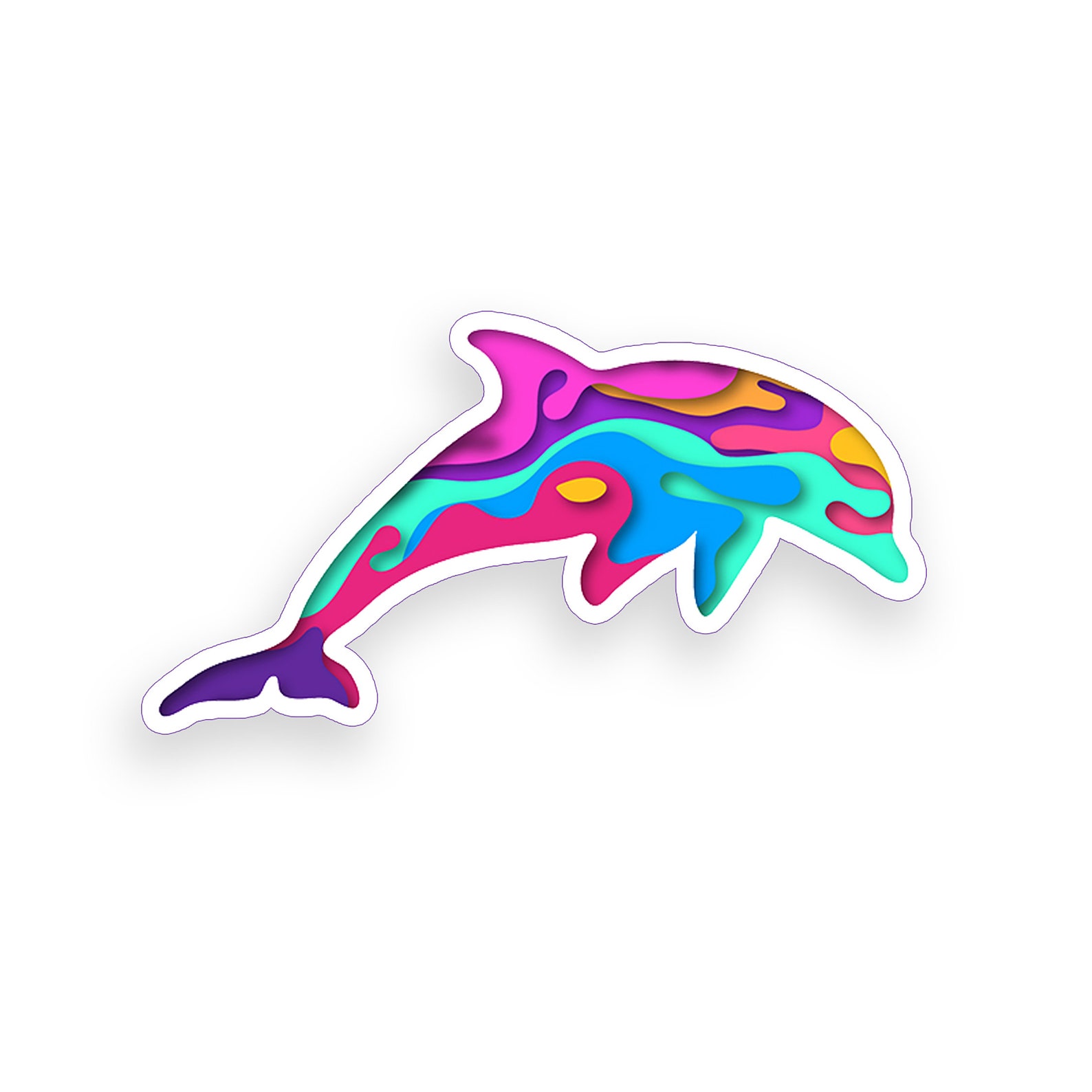 Color Dripping Dolphin Sticker Printed Digital Vinyl Vehicle - Etsy