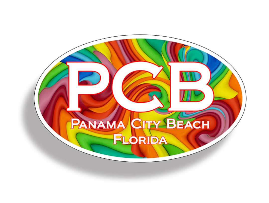 Panama City Beach Retro PCB Sticker Custom Printed Oval Decal Cup ...
