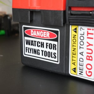 Watch for Flying TOOLS Vinyl Sticker Funny Mechanic Garage Shop Decal ...
