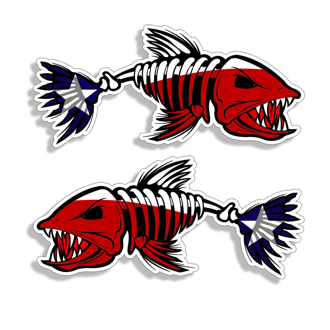 Texas Fish Sticker TX Pair Bonefish Vinyl Bone Decal Fishing Laptop ...