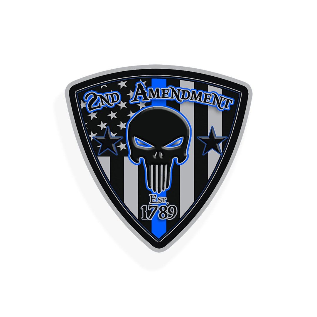 2nd Amendment Skull Sticker USA Blue Line BTB Police Vinyl Cup Cooler ...
