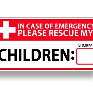 Children Emergency Child Rescue Sticker Vinyl Decal 1st First Aid ...