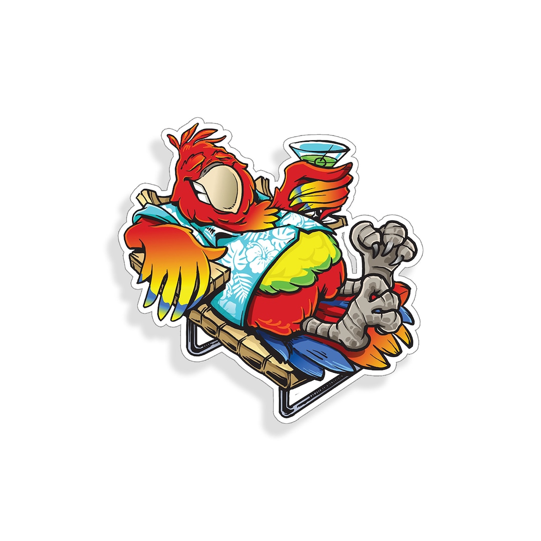 Colorful Parrot Bird Sticker Drink Margarita Cup Cooler Laptop Car ...