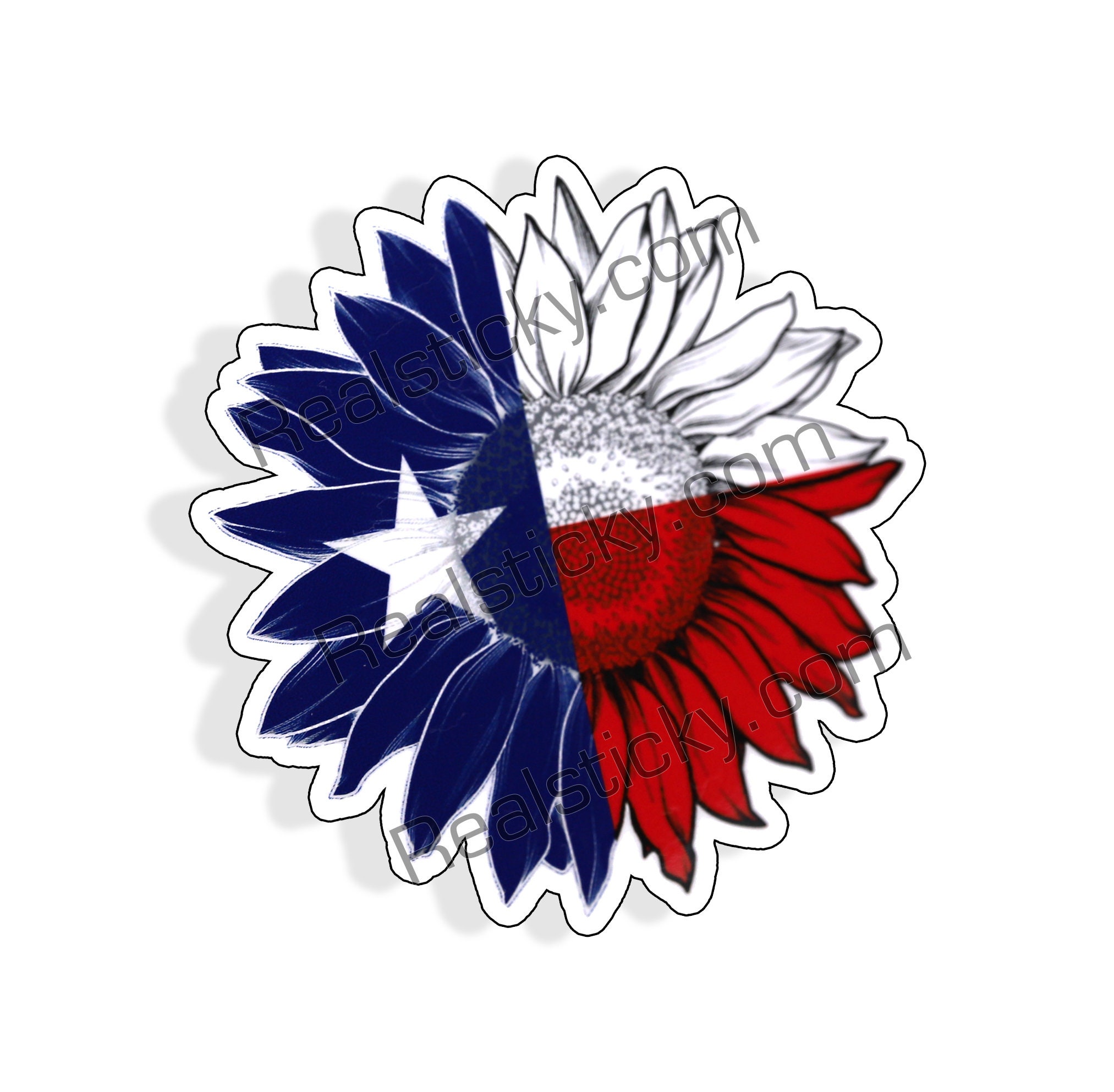 4" Texas Flag Sunflower Sticker State of TX Cooler Laptop Wall Lunch ...