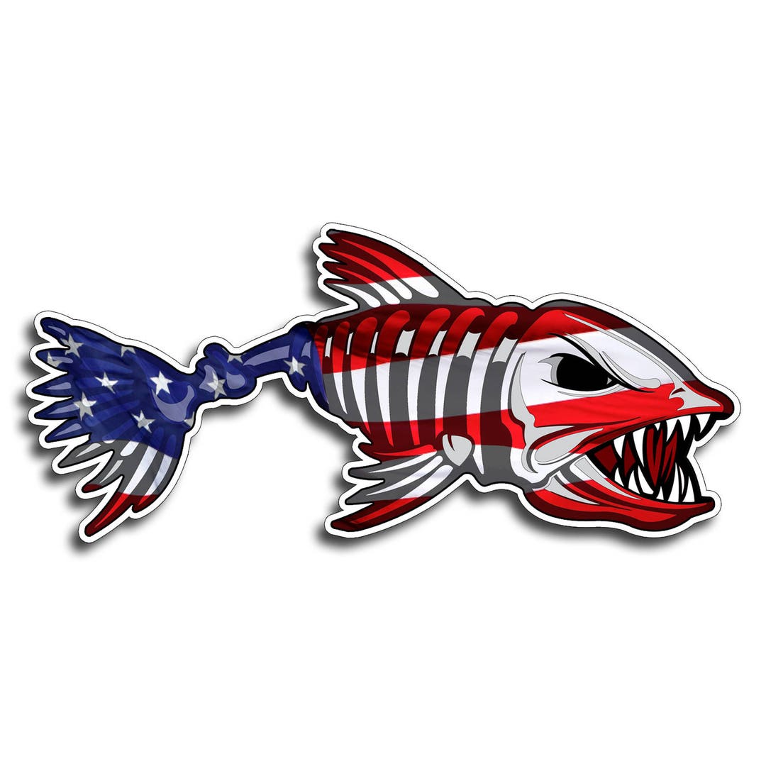 Bonefish USA Sticker Death Skeleton Decal Bonefish 4" Angry Vinyl Bone ...