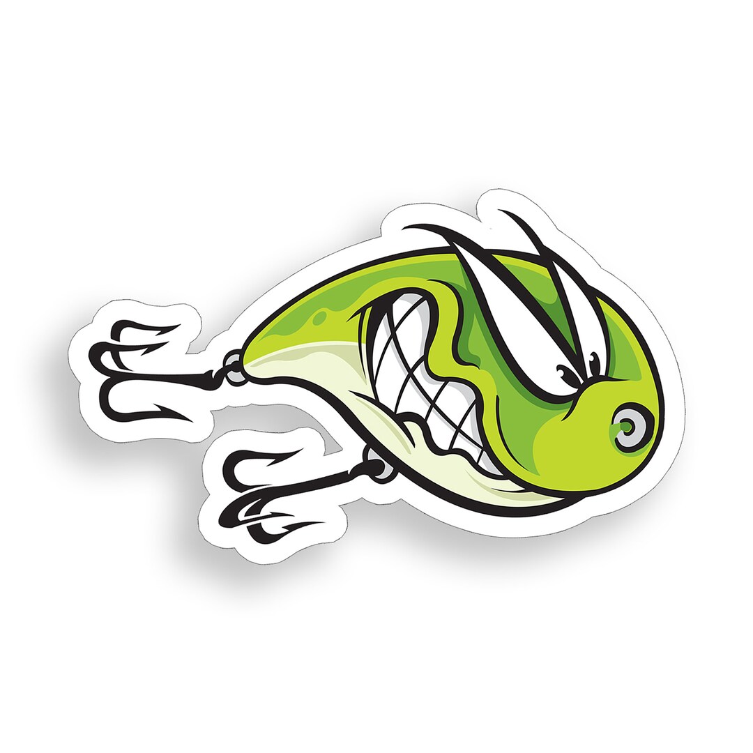 Angry Lure Fishing Sticker Fish Salt Water Tackle Box Cup Cooler Boat ...