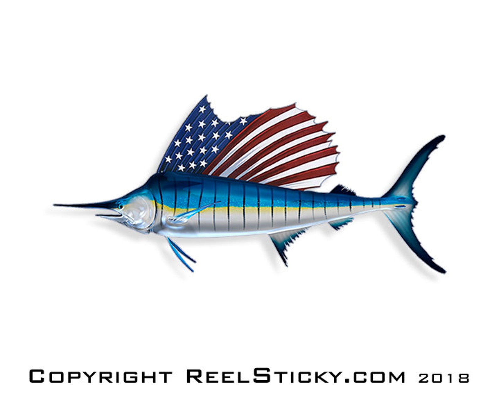 Marlin Sailfish USA Flag Sticker American Fish Fishing Boat - Etsy