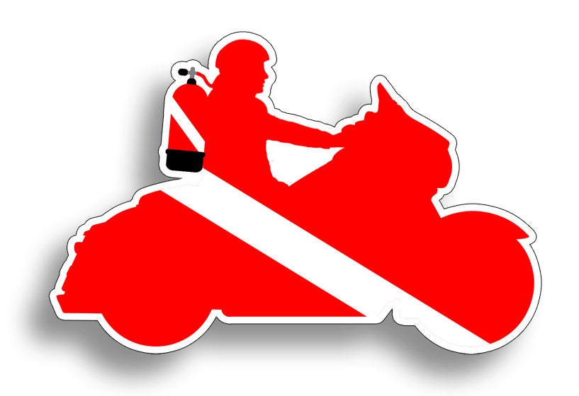 Motorcycle Diver Down Sticker Scuba Dive Diving Cup Cooler Laptop Car ...