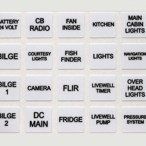 126 Die Cut White and Black Boat Dash Panel Marine Switch Gauge Label ...