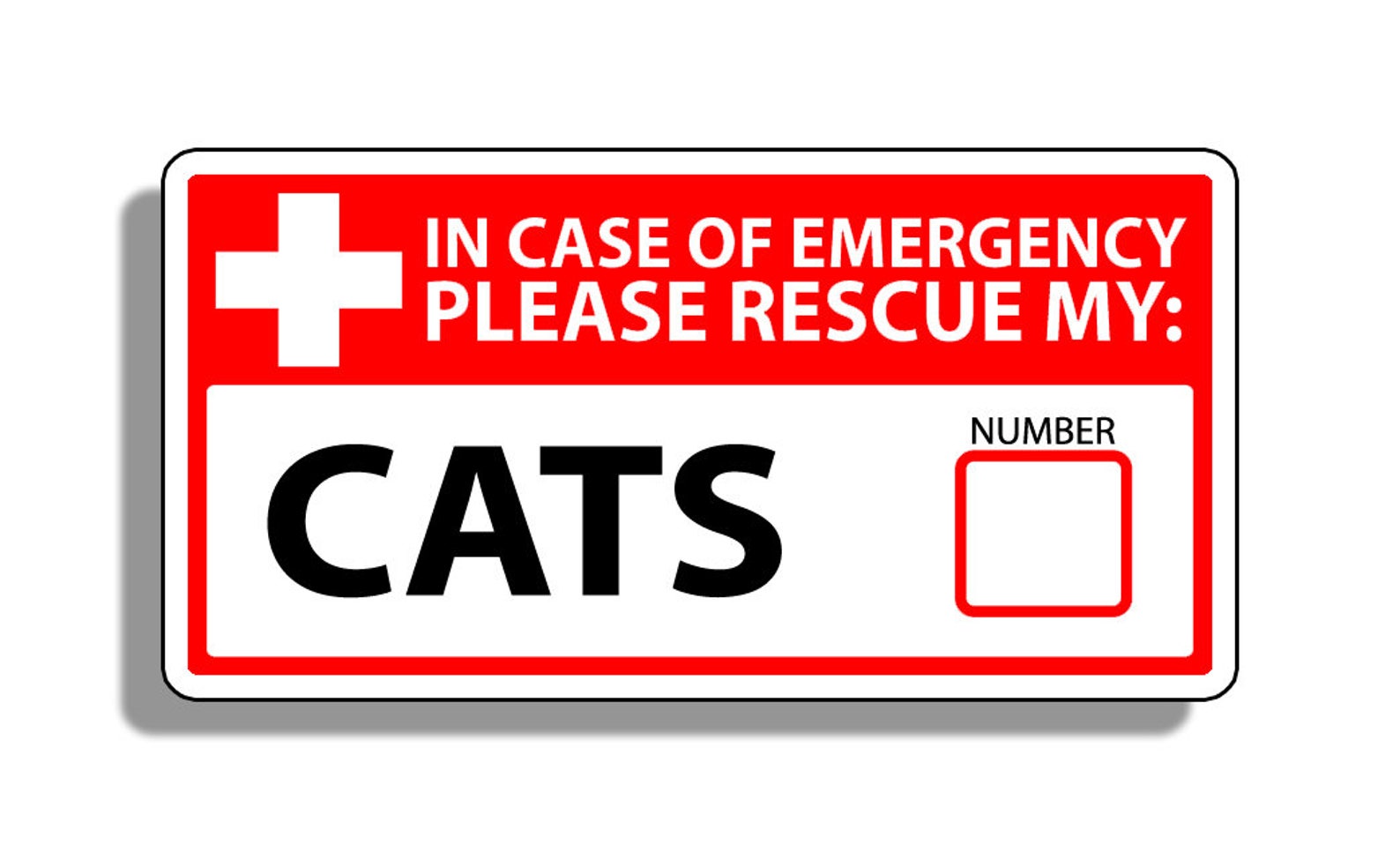 Cat Emergency Pet Rescue Sticker Vinyl Decal 1st First Aid Responder ...