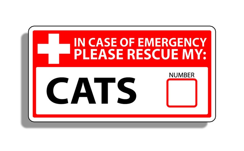 Cat Emergency Pet Rescue Sticker Vinyl Decal 1st First Aid Responder ...