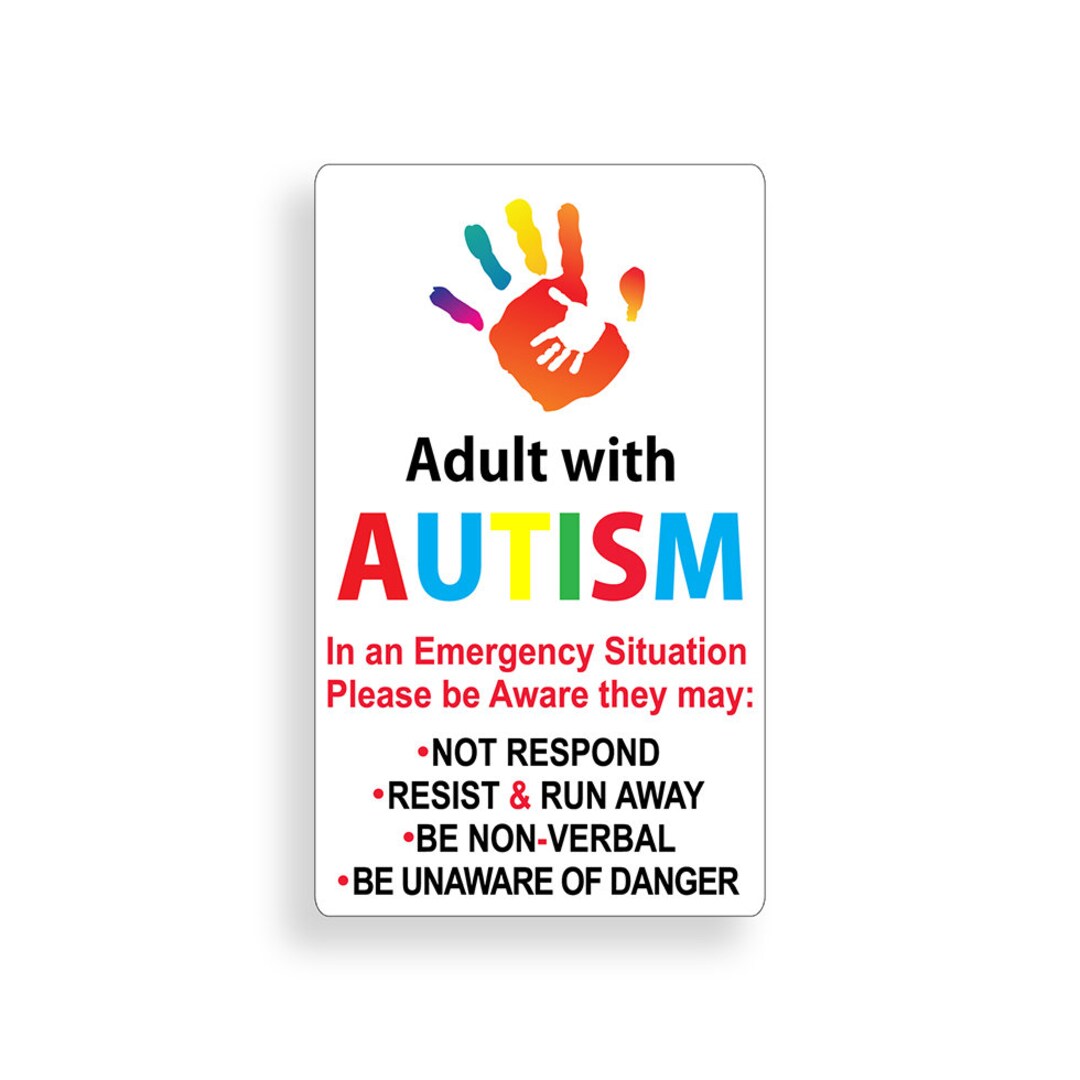Adult With Autism Sticker Car Truck Window Vehicle Emergency Safety ...