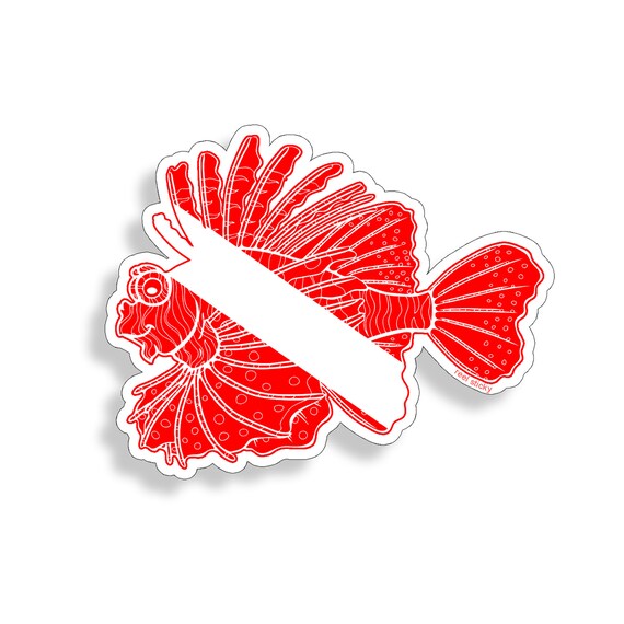 Lion Fish Diver Down Sticker Scuba Dive Diving Flag Laptop Cup | Etsy
