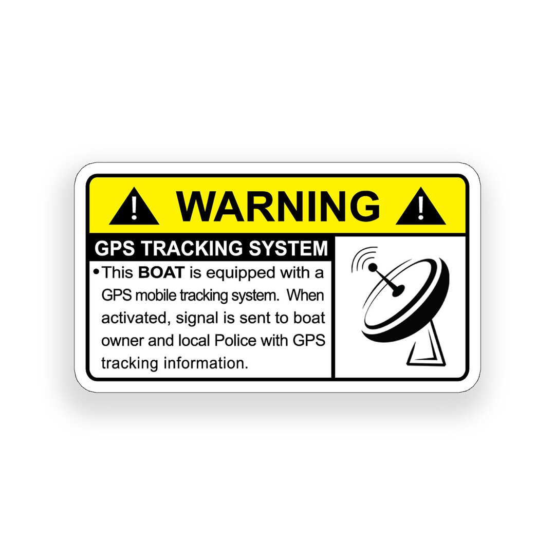 Boat GPS Warning Sticker Alarm Alert Police Marine Vinyl Decal Safety ...