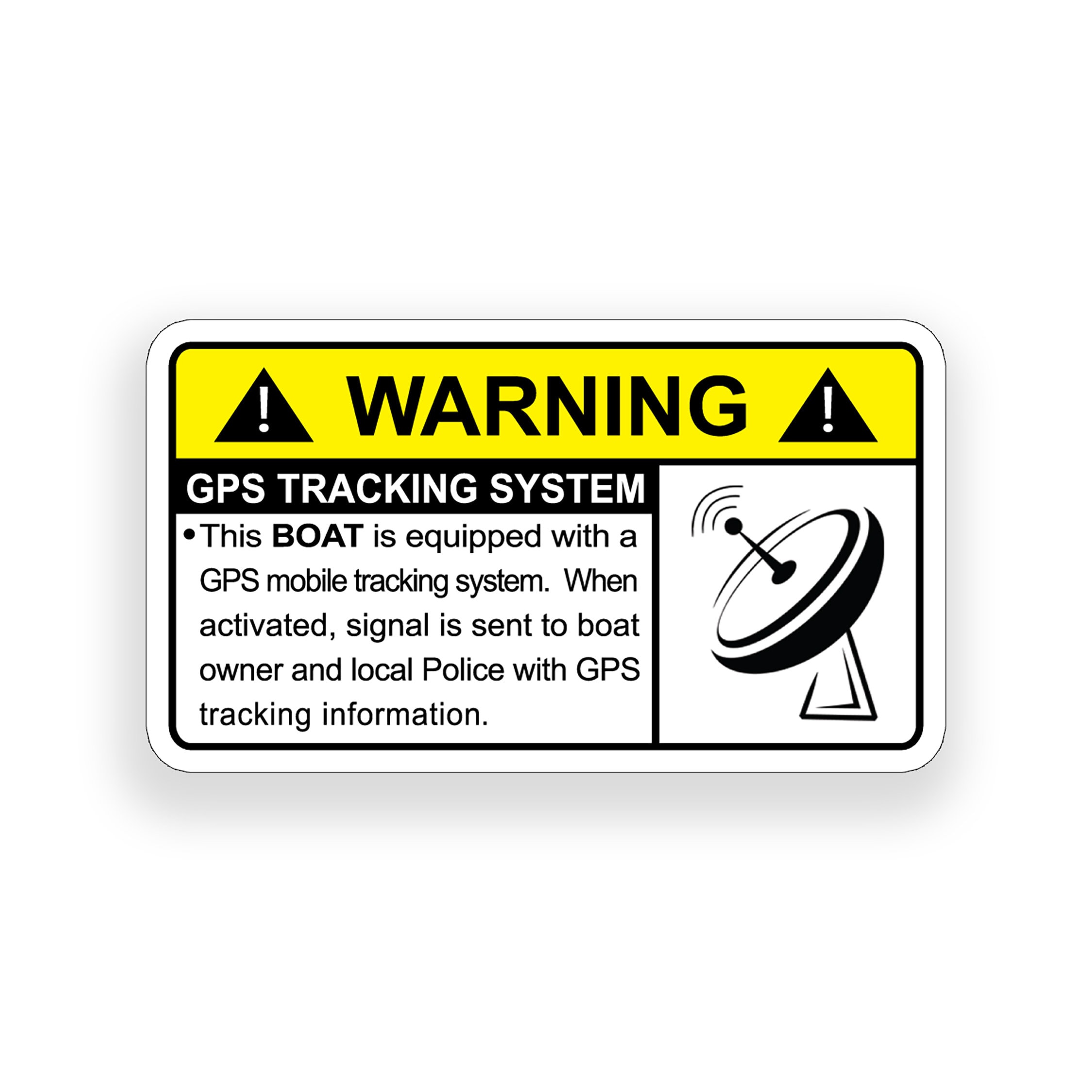 Boat GPS Warning Sticker Alarm Alert Police Marine Vinyl Decal Safety ...