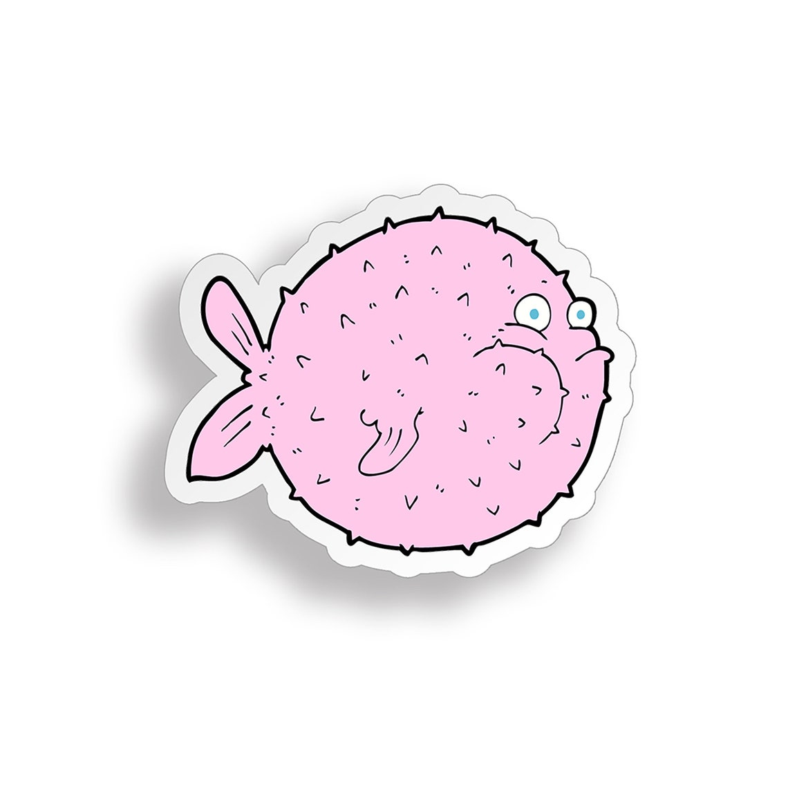 Pink Puffer Fish Sticker Beach Ocean Cute Silly Cup Cooler Laptop Car ...