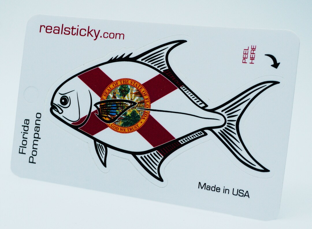 Florida FL Pompano Sticker Printed Digital Vinyl Decal Fishing Drum Car ...