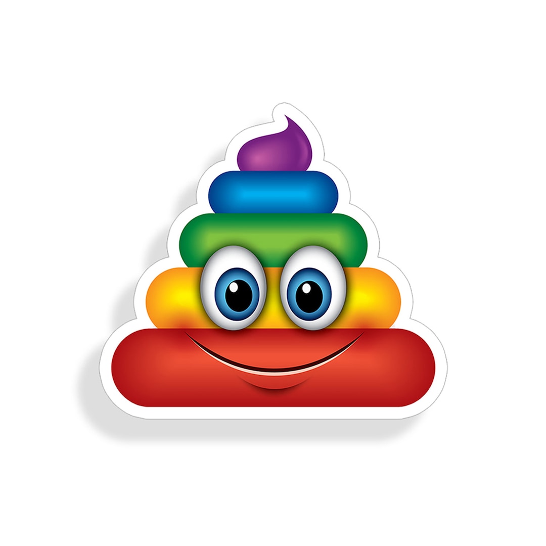 Rainbow Poop Face Emoji Sticker Die Cut Digitally Printed Pooping Vinyl ...
