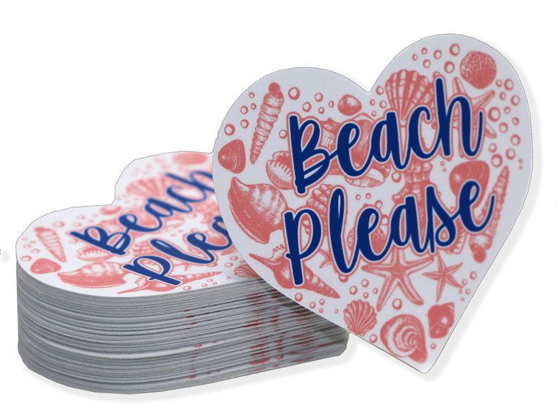Pink Beach Please Ocean Heart Sticker Ocean Water Love Cup Laptop Car ...