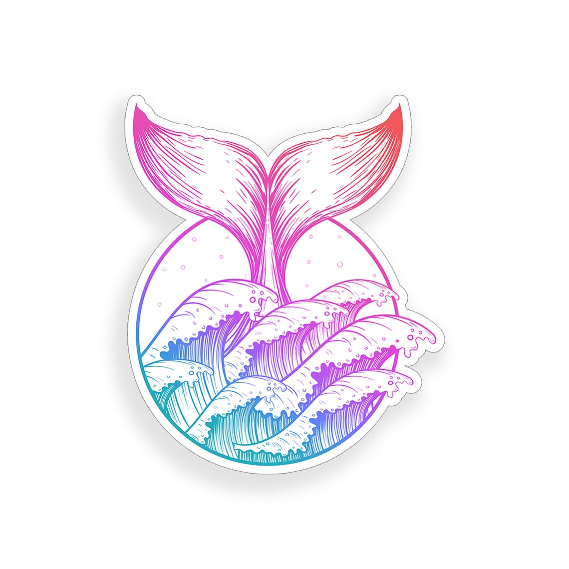 Whale Tail and Waves Sticker Beach Vinyl Car Vehicle Window Bumper ...